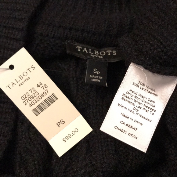 Talbots | Sweaters | Nwt Talbots Small Petite Cableknit Black Cardigan ...